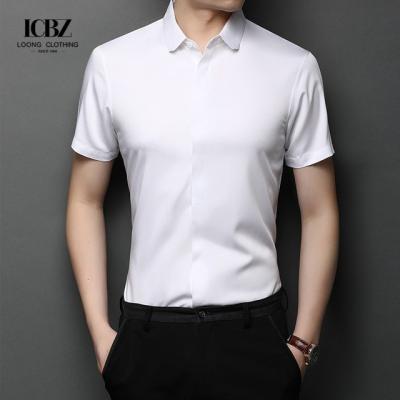China Men Slim Fit Ice Silk Cotton Casual Shirt Summer Short Sleeve XXL to 10XL Custom Logo for sale