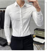 China Men's Slim Fit Long Sleeve Dress Shirt Solid Color Autumn Fashion Polyester Cotton Sizes S-10XL for sale