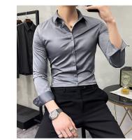 China Men's Slim Fit Long Sleeve Dress Shirt Solid Color Autumn Fashion Polyester Cotton Sizes S-10XL for sale