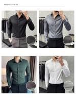 China Men's Slim Fit Long Sleeve Dress Shirt Solid Color Autumn Fashion Polyester Cotton Sizes S-10XL for sale