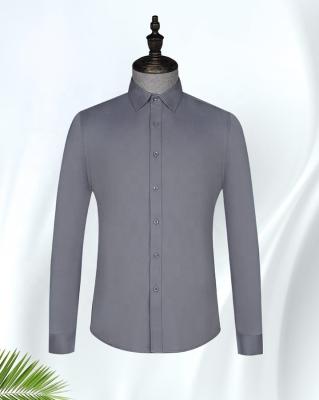 China Men's Blue Stripe Long Sleeve Non-Iron Bamboo Fiber Dress Shirt Size 38-46 for sale