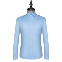 China Men's Blue Stripe Long Sleeve Non-Iron Bamboo Fiber Dress Shirt Size 38-46 for sale