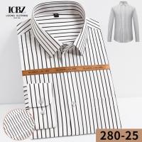 China Men's Business Casual Striped Non-Iron Shirt with Heat Transfer Print Sizes up to 10XL for sale