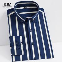 China Men's Business Casual Striped Non-Iron Shirt with Heat Transfer Print Sizes up to 10XL for sale