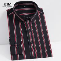 China Men's Business Casual Striped Non-Iron Shirt with Heat Transfer Print Sizes up to 10XL for sale