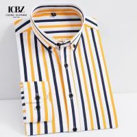 China Men's Business Casual Striped Non-Iron Shirt with Heat Transfer Print Sizes up to 10XL for sale
