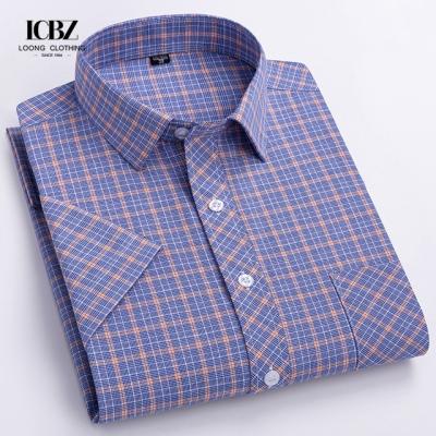 China Men's Summer Half-Sleeve Cotton Casual Plaid Shirt Sizes 4XL to 10XL Custom Logo for sale