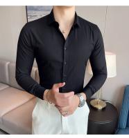 China Men's Slim Fit Long Sleeve Casual Shirt Turn-down Collar Autumn Fabric Polyester Cotton 65% 35% for sale