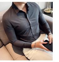 China Men's Long Sleeve Formal Slim Fit Shirt Solid Color Sustainable Polyester Cotton 2 MOQ for sale