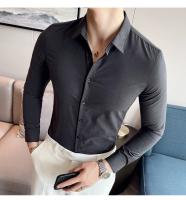 China Men's Long Sleeve Formal Slim Fit Shirt Solid Color Sustainable Polyester Cotton 2 MOQ for sale