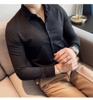 China Men's Long Sleeve Formal Slim Fit Shirt Solid Color Sustainable Polyester Cotton 2 MOQ for sale