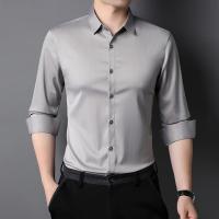 China Anti-pilling Men's Long Sleeve Plain Shirt Polyester Viscose Silk Acrylic Logo S-XXL for sale