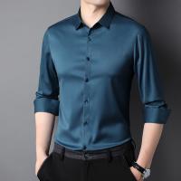 China Anti-pilling Men's Long Sleeve Plain Shirt Polyester Viscose Silk Acrylic Logo S-XXL for sale