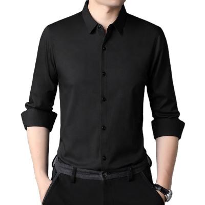 China Formal Men's Plus Size Shirt Long Sleeve Polyester Cotton Viscose Lining Sizes S-XXL for sale