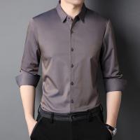 China Formal Men's Plus Size Shirt Long Sleeve Polyester Cotton Viscose Lining Sizes S-XXL for sale