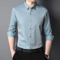 China Formal Men's Plus Size Shirt Long Sleeve Polyester Cotton Viscose Lining Sizes S-XXL for sale