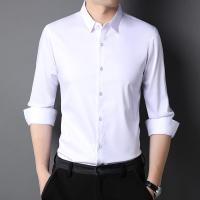 China Formal Men's Plus Size Shirt Long Sleeve Polyester Cotton Viscose Lining Sizes S-XXL for sale