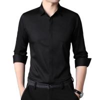 China Stand Collar Men's Plain Shirt Polyester Viscose Acrylic Classic Leisure Adult S-XXL for sale
