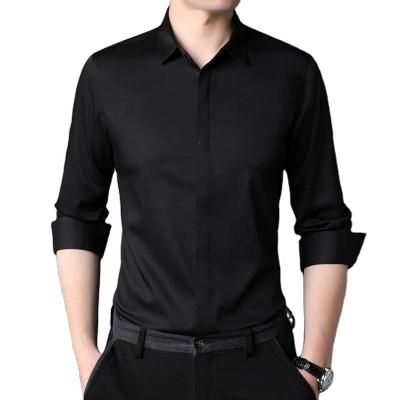 China Stand Collar Men's Plain Shirt Polyester Viscose Acrylic Classic Leisure Adult S-XXL for sale