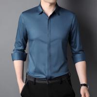 China Stand Collar Men's Plain Shirt Polyester Viscose Acrylic Classic Leisure Adult S-XXL for sale