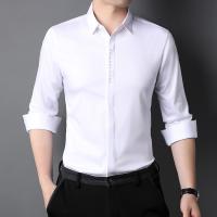 China Stand Collar Men's Plain Shirt Polyester Viscose Acrylic Classic Leisure Adult S-XXL for sale