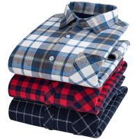 China Thickened Fleece Viscose Polyester Spandex Plaid Shirt for Men Office Casual Look Size XXL to 10XL for sale