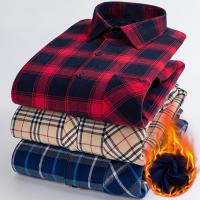 China Thickened Fleece Viscose Polyester Spandex Plaid Shirt for Men Office Casual Look Size XXL to 10XL for sale
