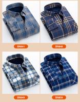 China Thickened Fleece Viscose Polyester Spandex Plaid Shirt for Men Office Casual Look Size XXL to 10XL for sale