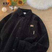 China Men's Corduroy Shirt Coat Turn-down Collar Single Breasted Vintage S-4XL for sale
