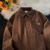 China Men's Corduroy Shirt Coat Turn-down Collar Single Breasted Vintage S-4XL for sale