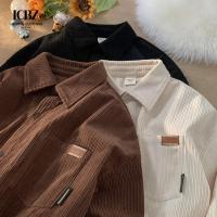 China Men's Corduroy Shirt Coat Turn-down Collar Single Breasted Vintage S-4XL for sale