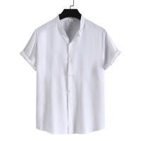 China Men's V-Neck Short Sleeve T-Shirt Oversized Flax Cooling 100% Cotton Sizes S-XXL for sale