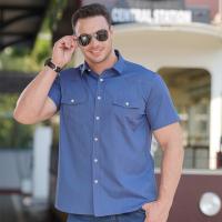 China Men's Plus Size Short Sleeve Shirt Polyester Cotton Nonwoven Weave Summer Fashion 2XL for sale