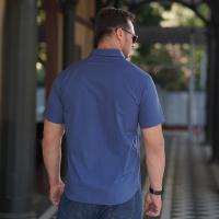 China Men's Plus Size Short Sleeve Shirt Polyester Cotton Nonwoven Weave Summer Fashion 2XL for sale