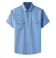 China Men's Plus Size Short Sleeve Shirt Polyester Cotton Nonwoven Weave Summer Fashion 2XL for sale