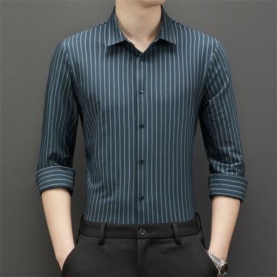 China Men's Black Slim Fit Long Sleeve Formal Shirt Polyester Spandex Size up to 10XL for sale