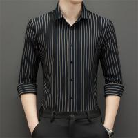 China Men's Black Slim Fit Long Sleeve Formal Shirt Polyester Spandex Size up to 10XL for sale