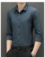 China Men's Black Slim Fit Long Sleeve Formal Shirt Polyester Spandex Size up to 10XL for sale