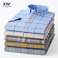 China Men's Casual Plaid Shirt 100% Cotton Oxford Anti-Wrinkle Breathable Thin Sizes M-4XL for sale