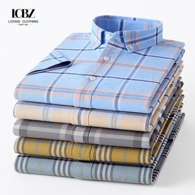 China Men's Casual Plaid Shirt 100% Cotton Oxford Anti-Wrinkle Breathable Thin Sizes M-4XL for sale