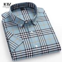 China Men's Casual Plaid Shirt 100% Cotton Oxford Anti-Wrinkle Breathable Thin Sizes M-4XL for sale