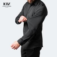 China European Men Four Sided Elastic Non Ironing Long Sleeve Shirt S to 4XL Custom Logo for sale