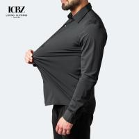 China European Men Four Sided Elastic Non Ironing Long Sleeve Shirt S to 4XL Custom Logo for sale