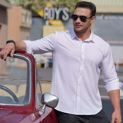 China Men's Oversized Long Sleeve Tshirt Poplin Fabric Plus Size Casual Shirt Polyester Cotton for sale