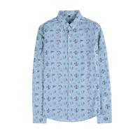 China Men's Long Sleeve Floral Print Shirt 75% Polyester 21% Viscose 4% Spandex S-3XL for sale
