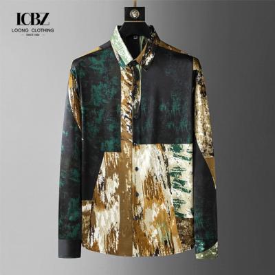 China Custom Korean Printed Long Sleeve Cotton Shirt for Men Sizes S to 10XL MOQ 50 for sale