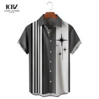 China Custom Printed Men's Hawaiian Shirt Stand Collar Summer Beach Top 3D Retro 50 for sale