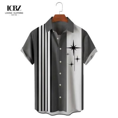 China Custom Printed Men's Hawaiian Shirt Stand Collar Summer Beach Top 3D Retro 50 for sale