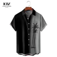 China Custom Printed Men's Hawaiian Shirt Stand Collar Summer Beach Top 3D Retro 50 for sale