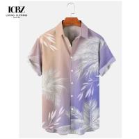 China Custom Printed Men's Hawaiian Shirt Stand Collar Summer Beach Top 3D Retro 50 for sale